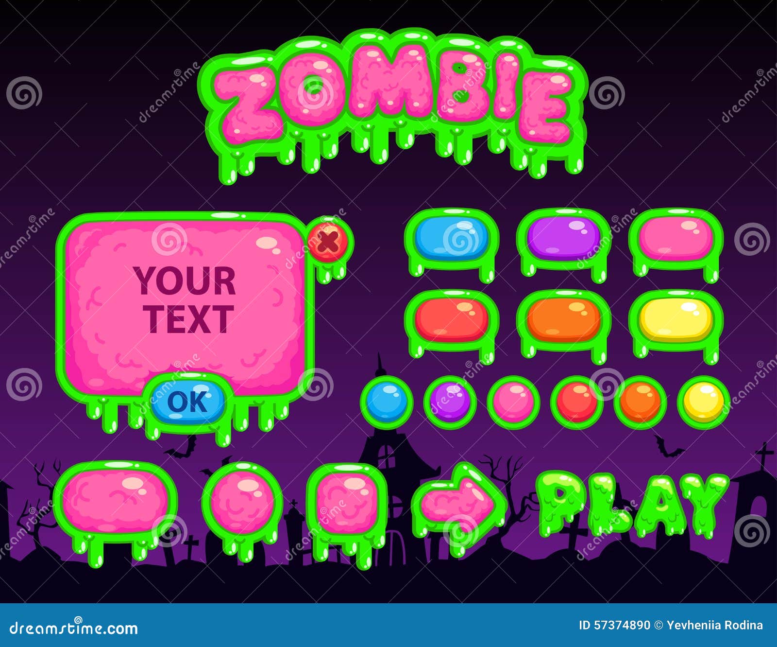 Cartoon Zombie User Interface Stock Illustration - Illustration of ...