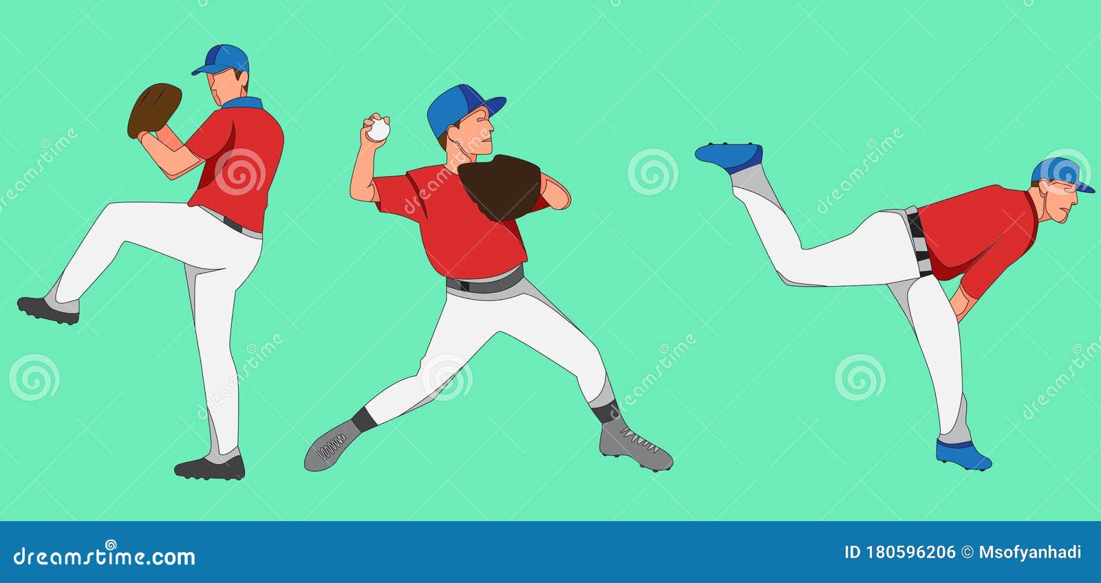 Flat Design of Baseball Pitcher Stock Vector - Illustration of game ...