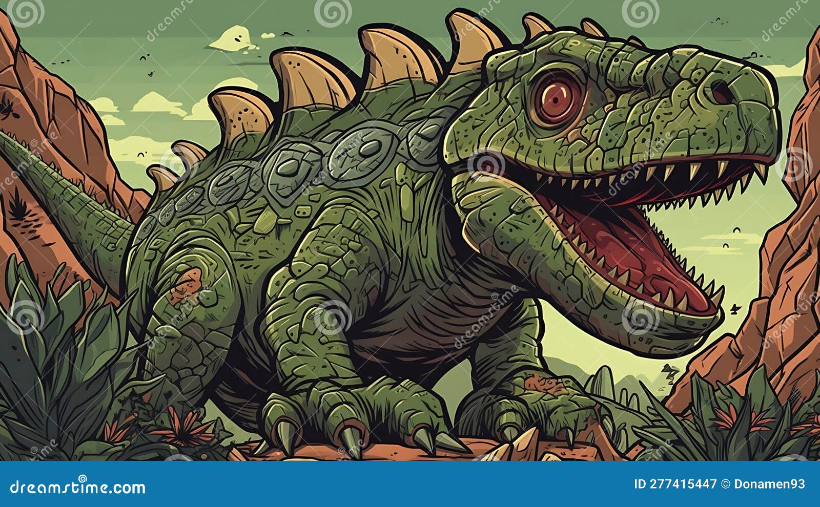 Jurassic World Cartoon 2D Action Dinosaur Illustration | CartoonDealer ...