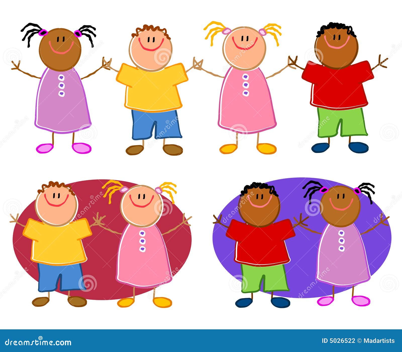 Cartoonish Children Holding Hands Stock Illustration | CartoonDealer ...