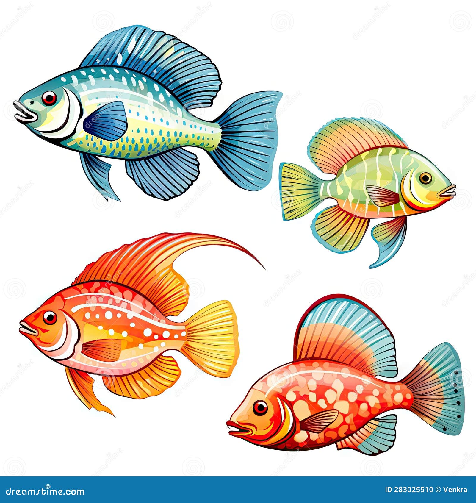 Cartoonish Clip Art Fish Illustration In White Background ...