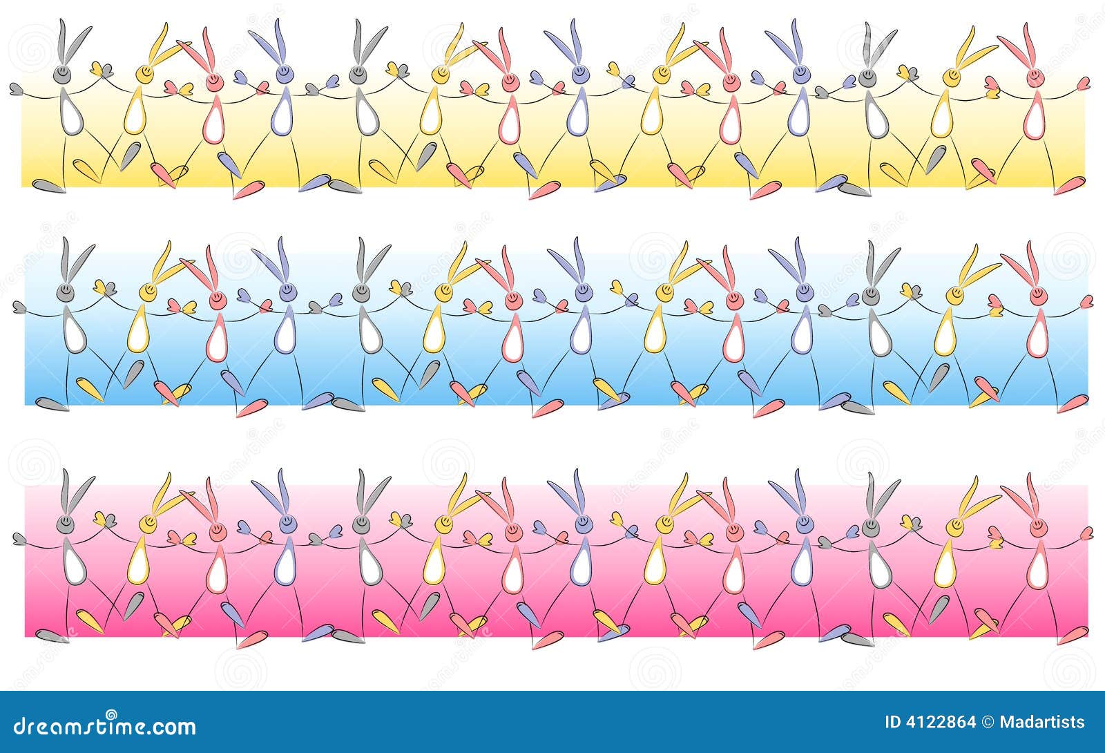 Cartoonish Easter Bunny Border Elements Stock Illustration ...