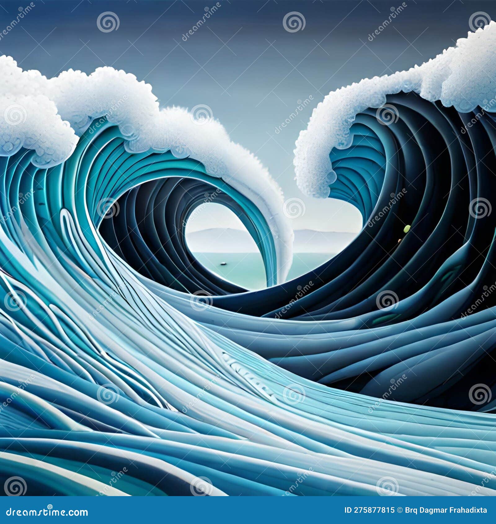 Cartoonish Ocean Sea Wave Illustration Stock Illustration ...