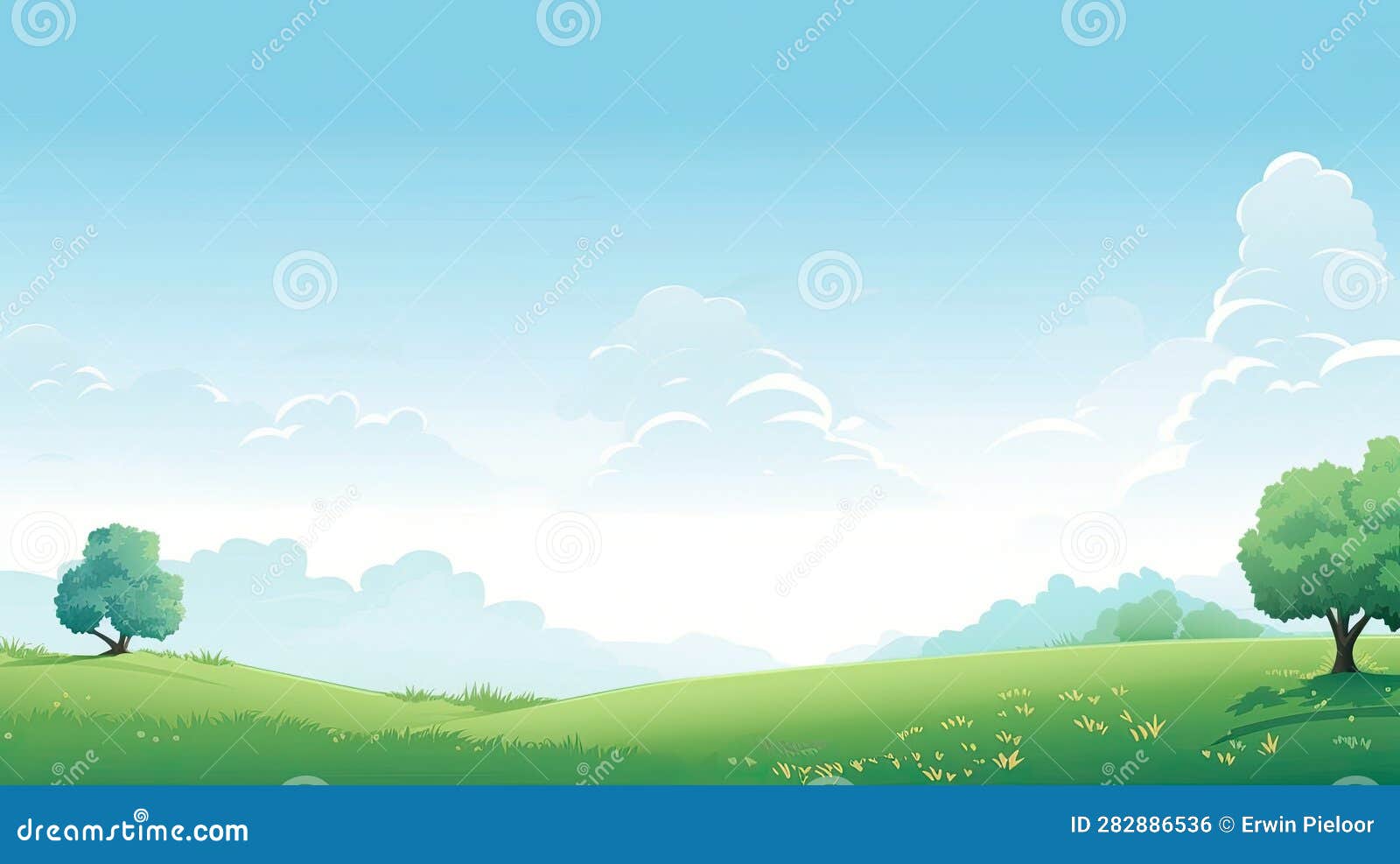 Cartoonish Panoramic Nature Wallpaper Stock Illustration - Illustration ...