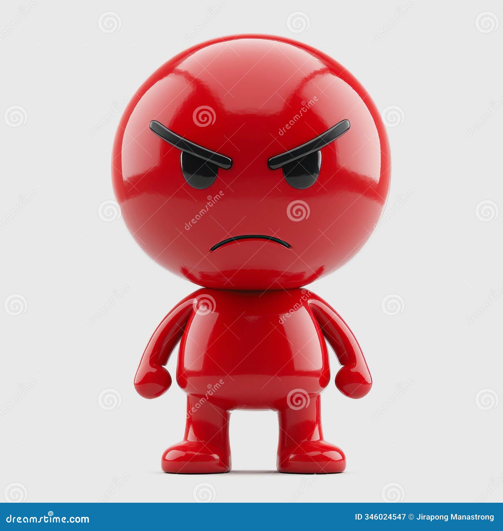 Cartoonish Red Character with Angry Expression, Standing on Solid Color ...
