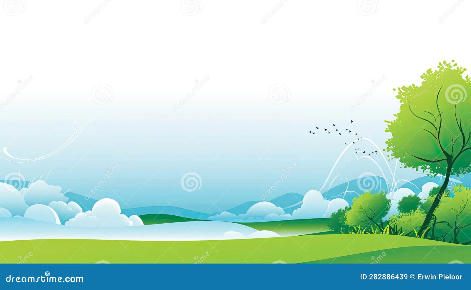 Cartoonish Scenic Wallpaper Design Stock Illustration - Illustration of ...