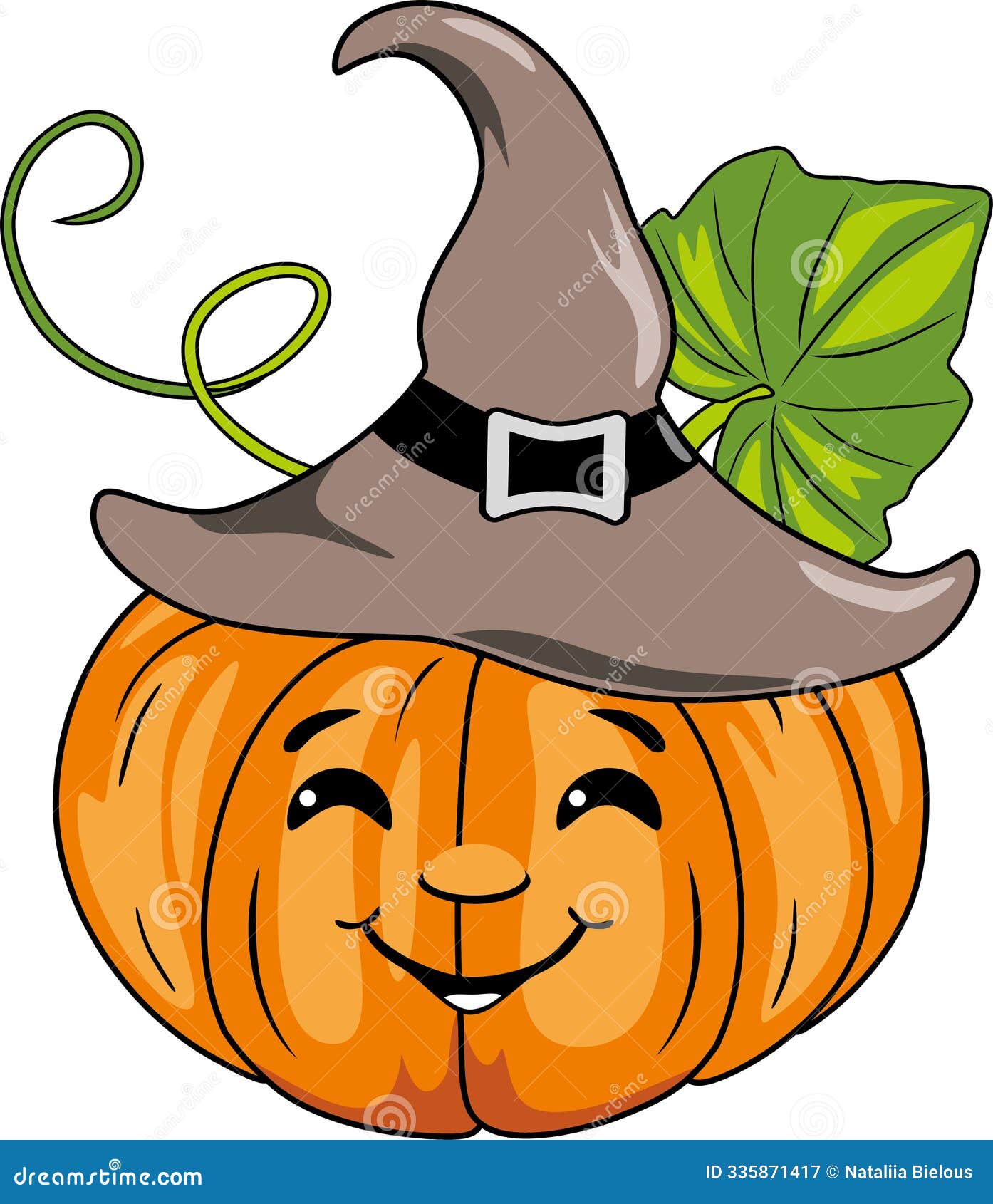 Cartoonish Smiling Pumpkin with Hat Stock Vector - Illustration of ...