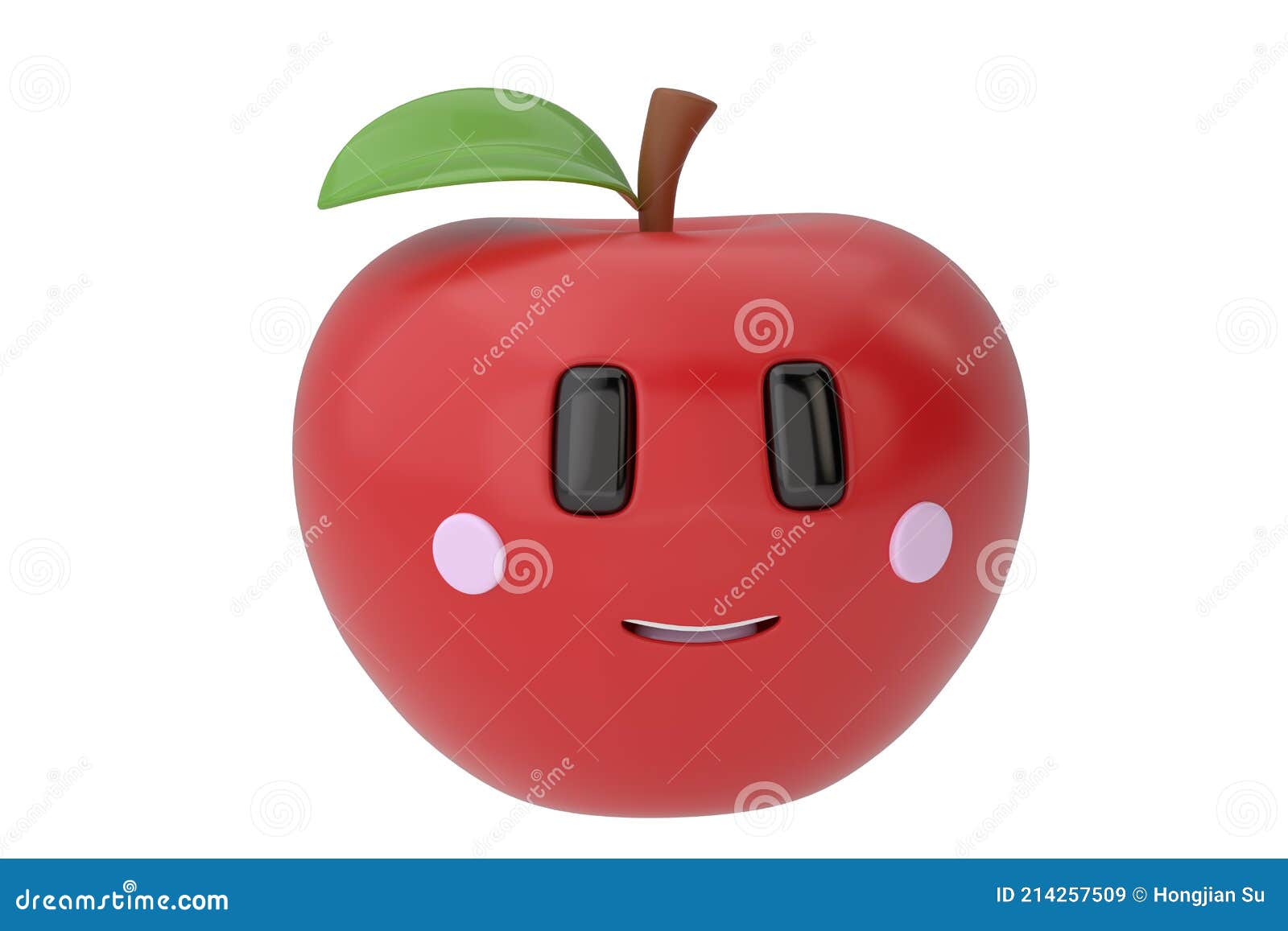 Cartoons Apple Character Isolated on White Background, 3D Rendering. 3D ...