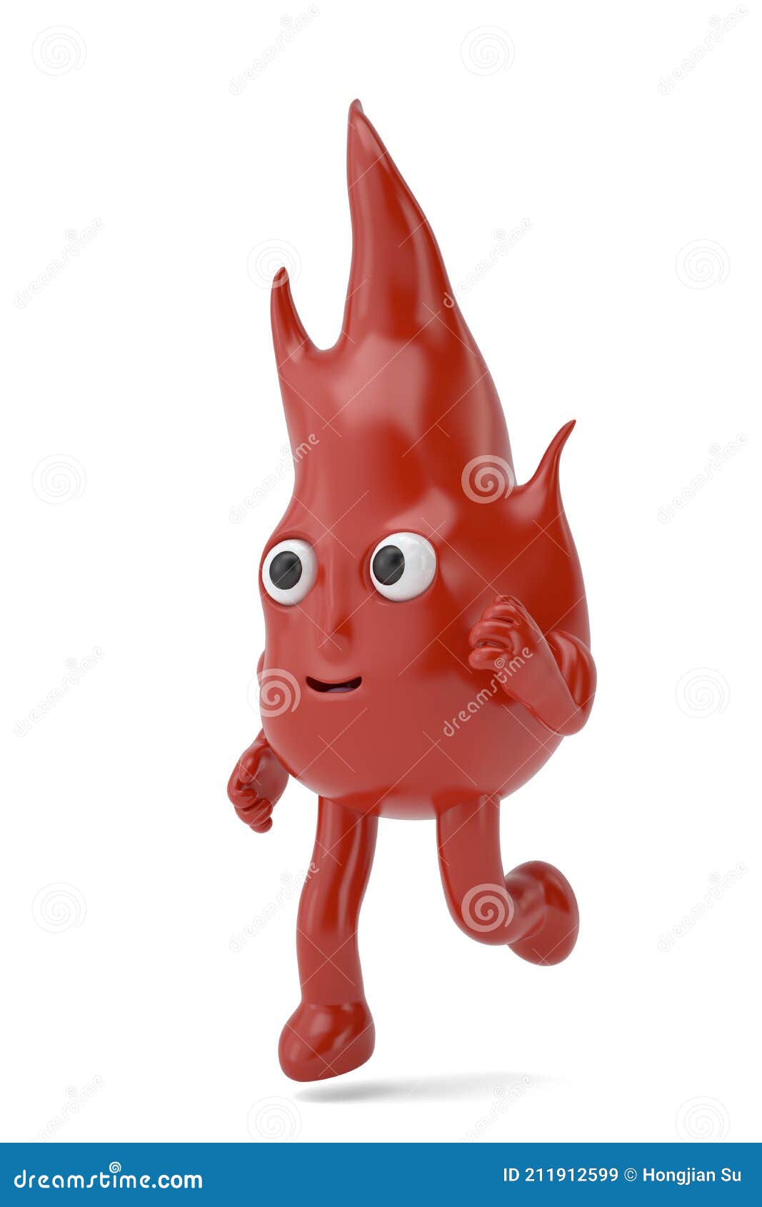 Cartoons Fire Isolated on White Background, 3D Rendering. 3D ...