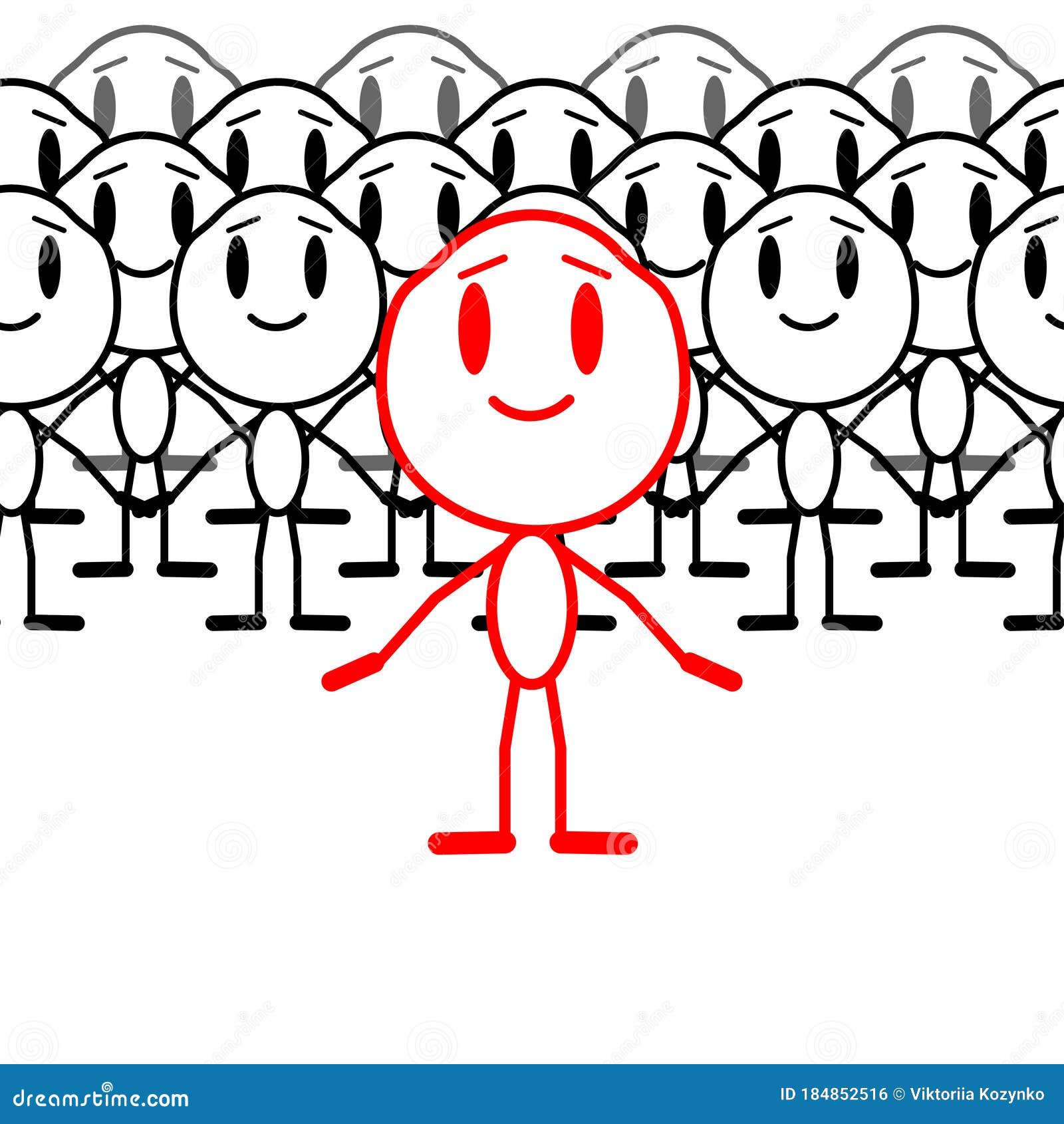 One Sad Man Stands Out Among The Crowd Of Smiling People Stock ...