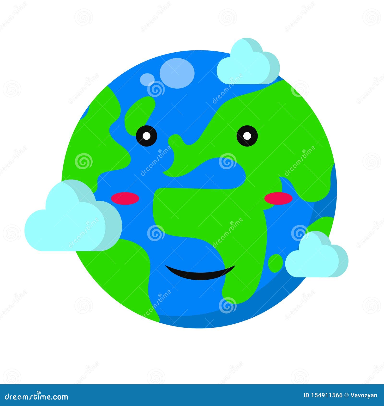 Cartoons Smile Planet Earth Icon with Clouds. Stock Vector ...