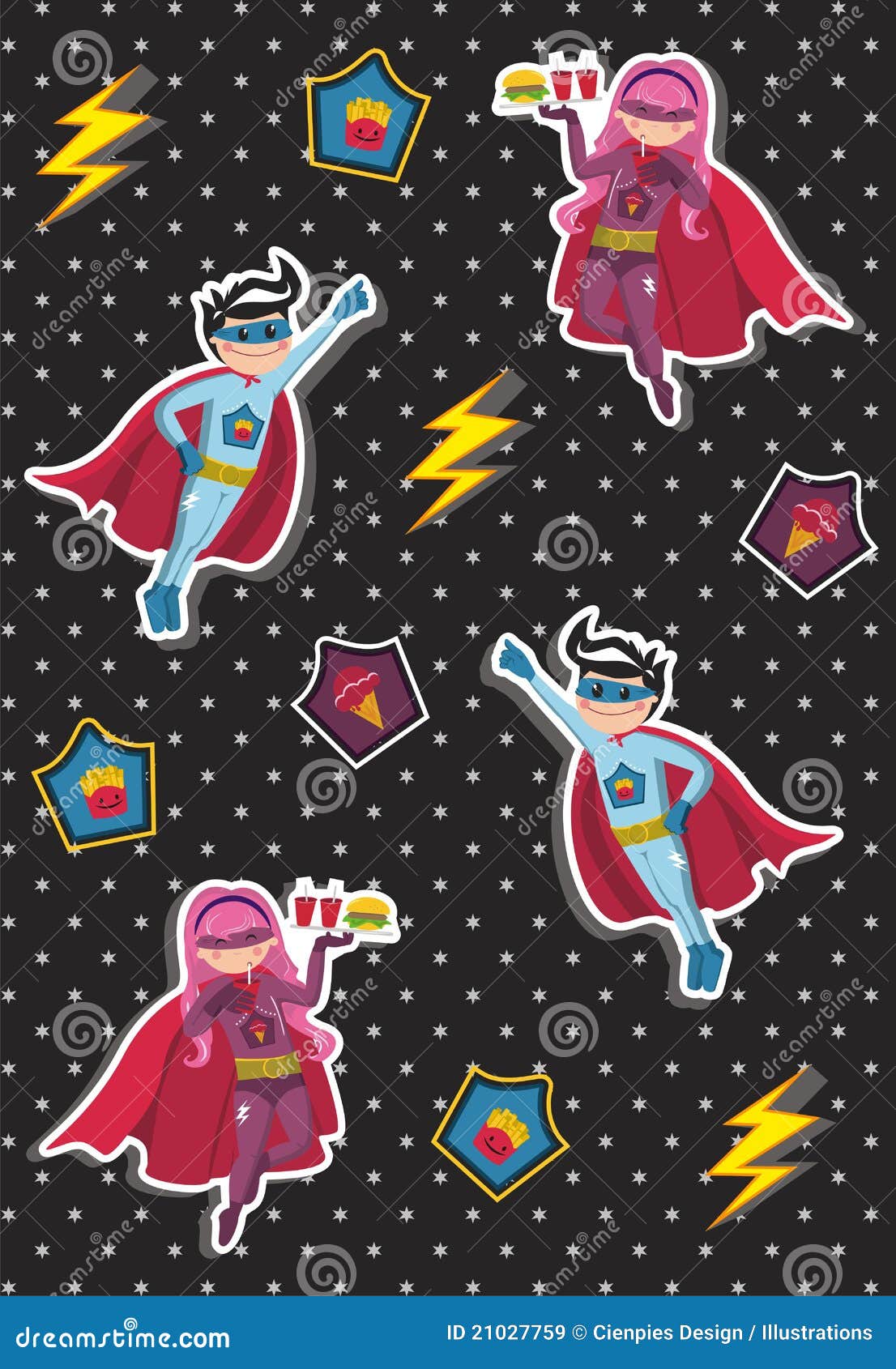 Cartoons Superhero Kids Pattern | CartoonDealer.com #21027759