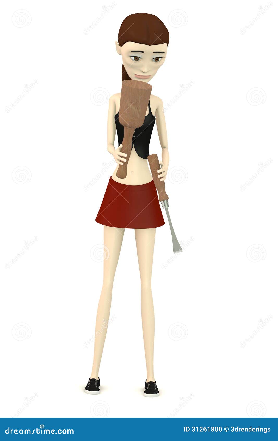 Cartooon girl with chisel stock illustration. Illustration of work ...