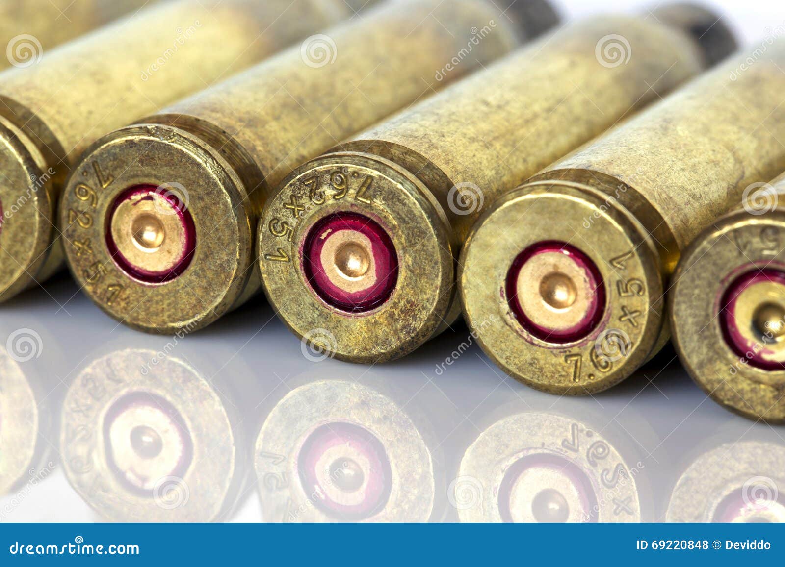 Cartridge Cases Isolated On White, Top View. Firearm Ammunition Royalty ...