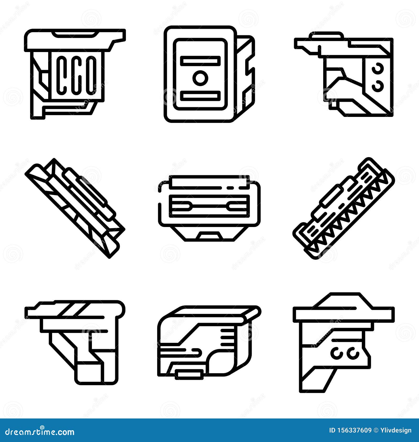 Cartridge Icons Set, Outline Style Stock Vector - Illustration of ...