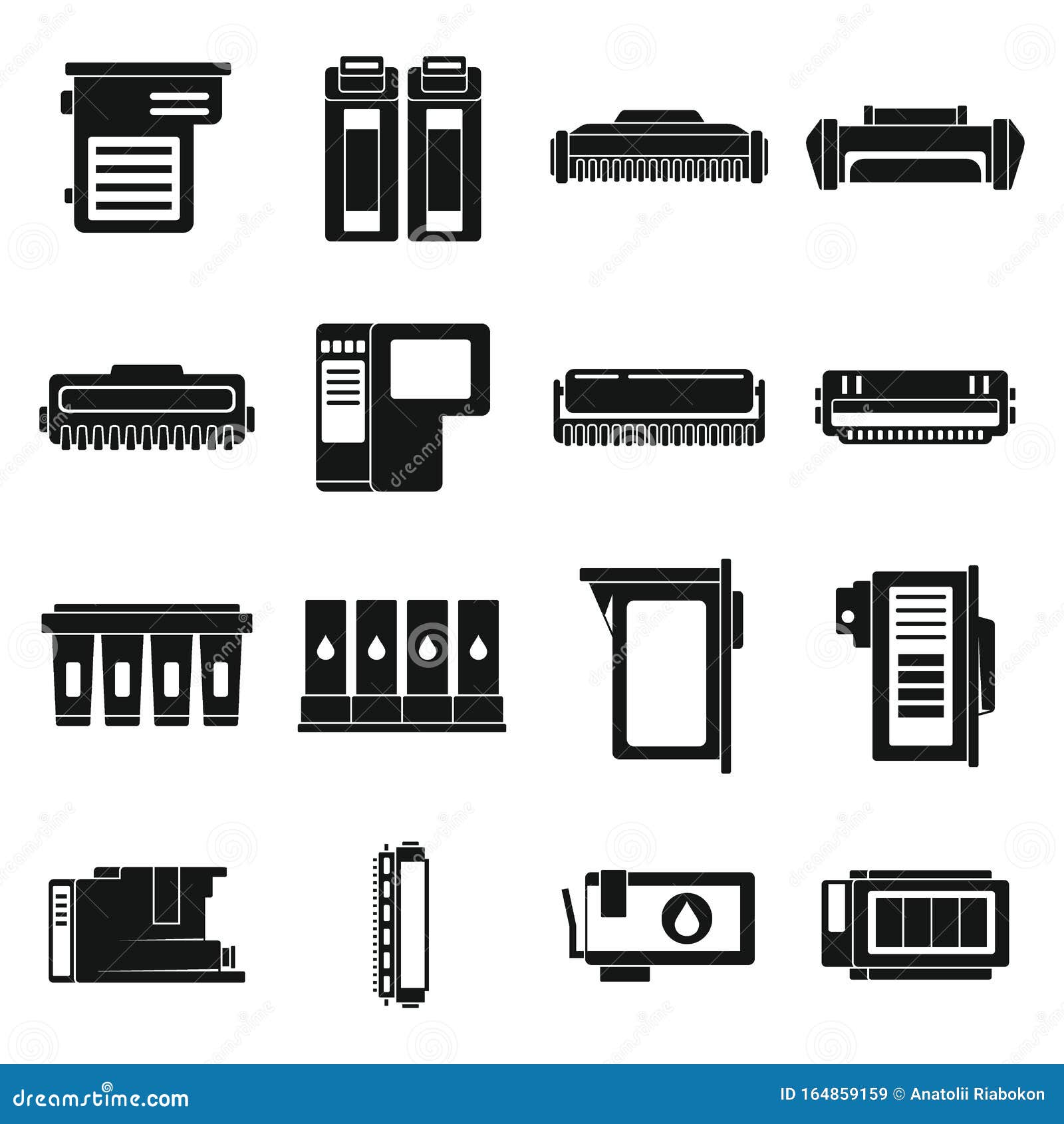 Cartridge Toner Icons Set, Simple Style Stock Vector - Illustration of ...