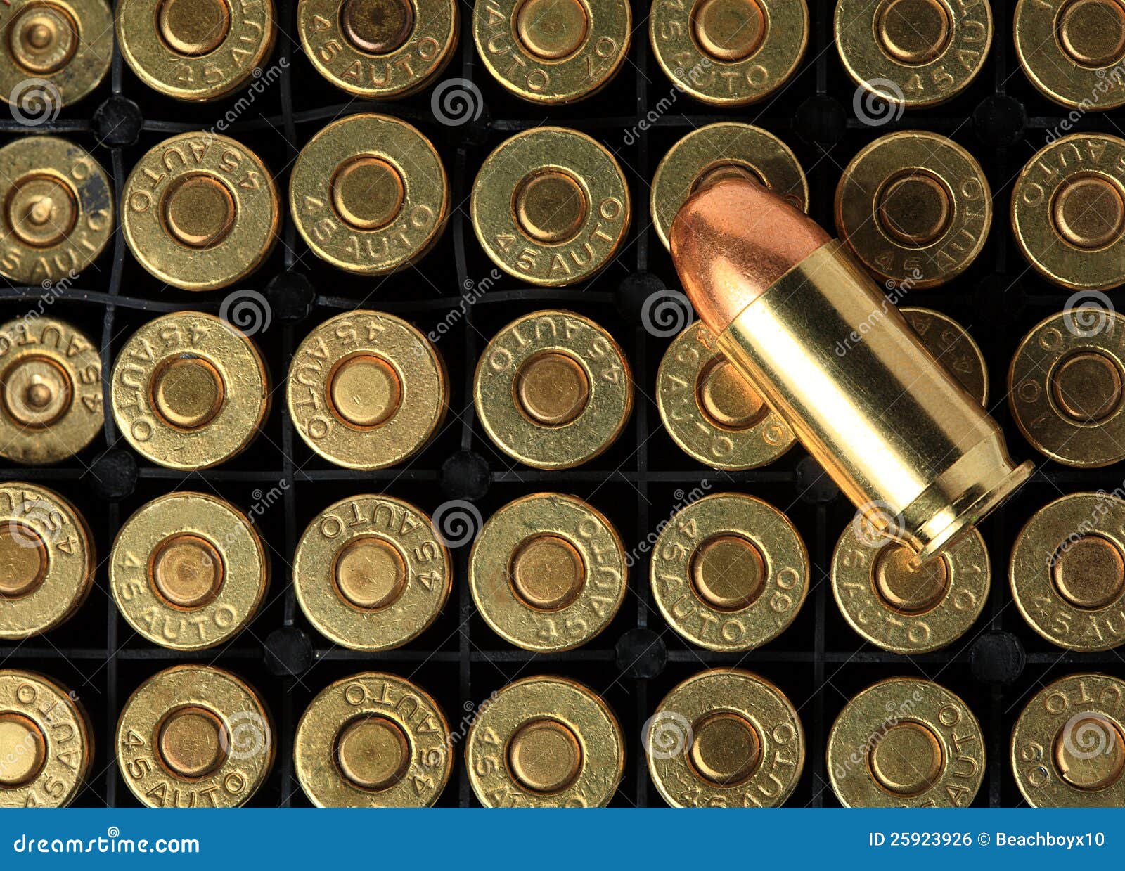 Cartridges Of .45 ACP Pistols Ammo Royalty Free Stock Image - Image ...