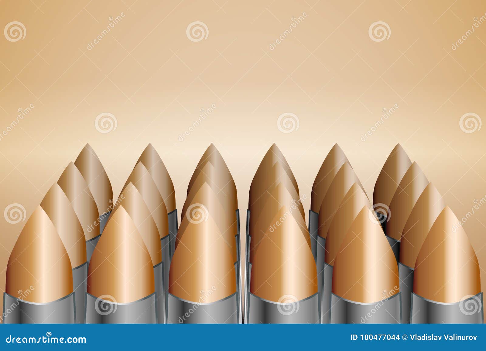 Cartridges with Copper Bullets Stand in Straight Columns Stock Vector ...