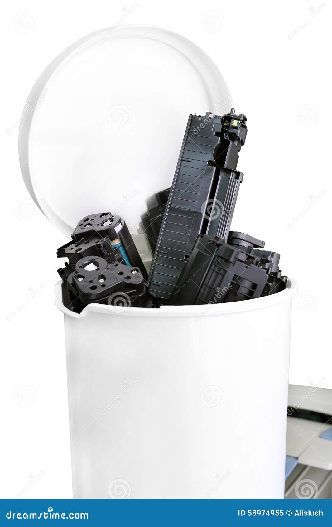Cartridges from the Printer in the Trash Can, Standing on a Prin Stock ...