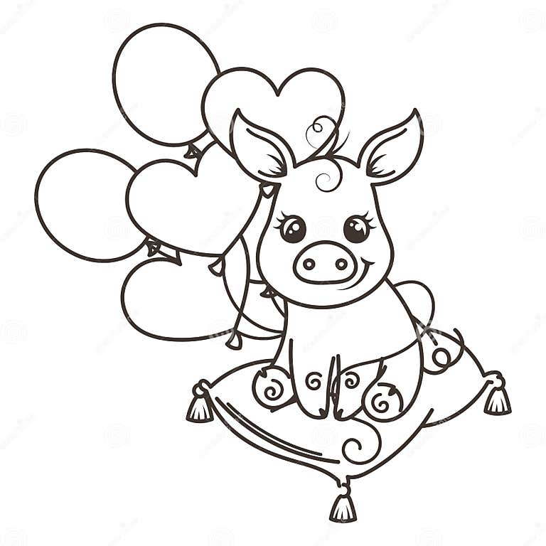 Cartão Com O Porco Bonito Dos Desenhos Animados Ilustração Do Vetor