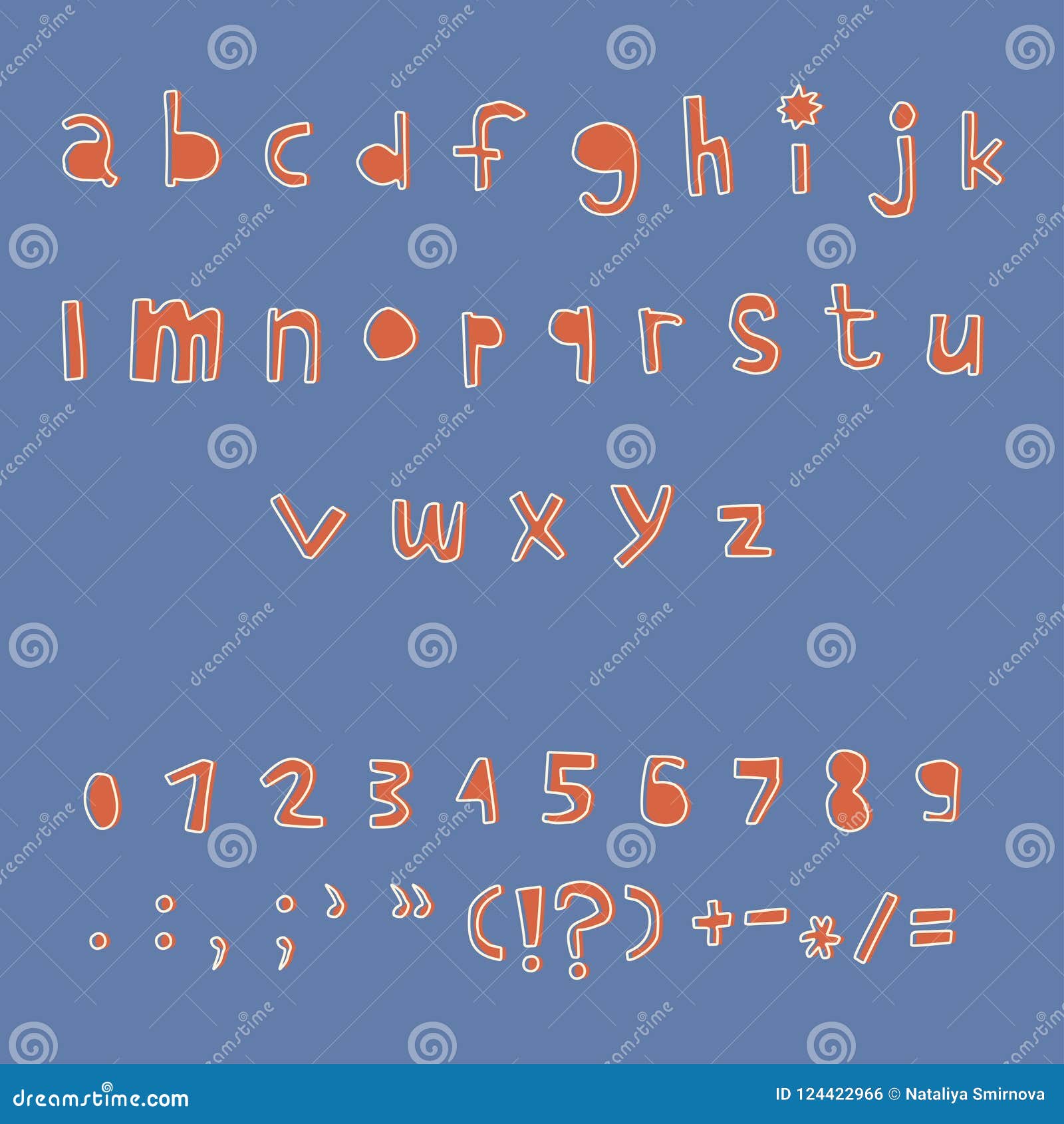 Carved Alphabet Number and Punctuation Marks. Rustic Font Stock Vector ...