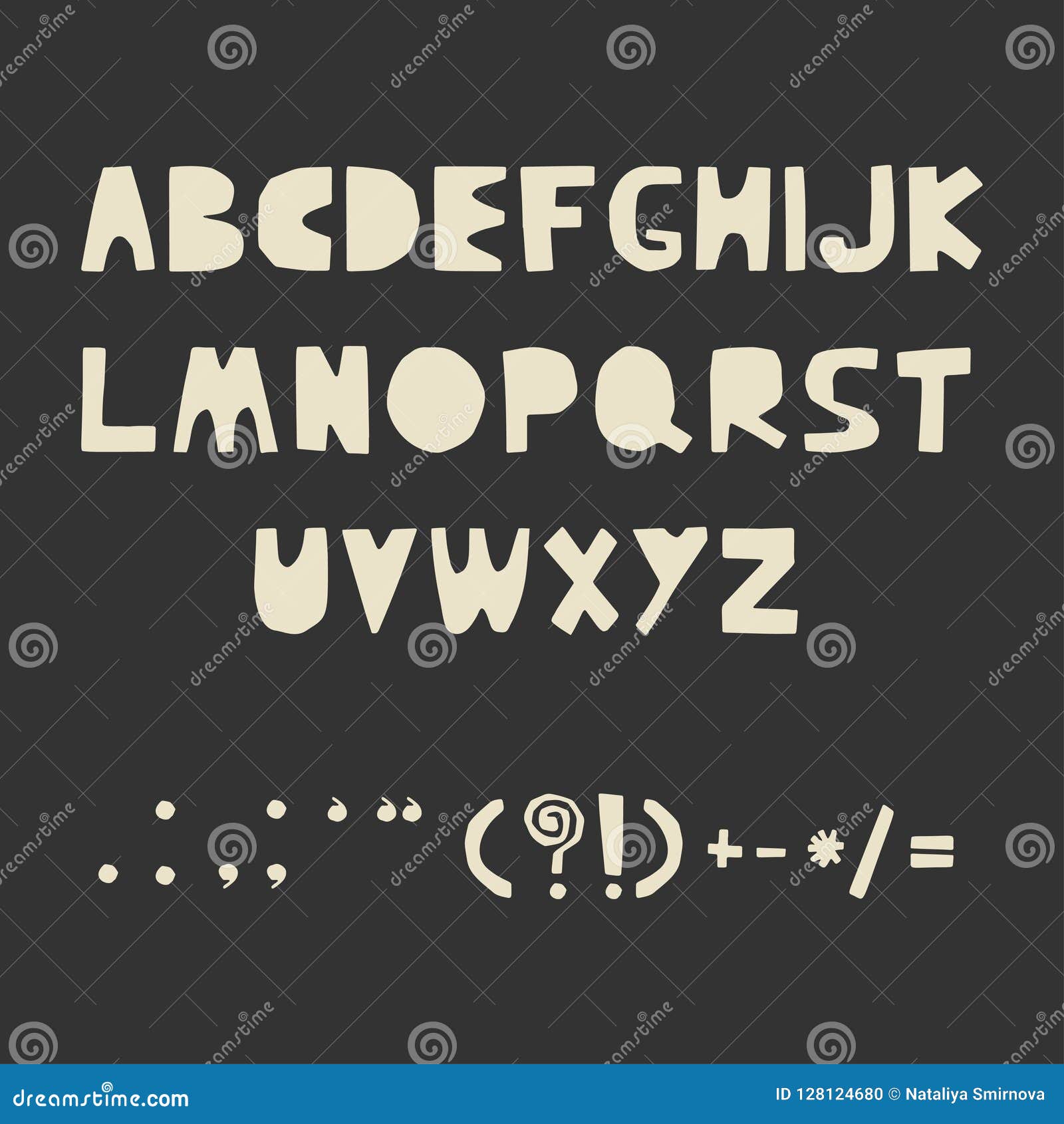Carved Alphabet and Punctuation Marks. Rustic Font Stock Vector ...
