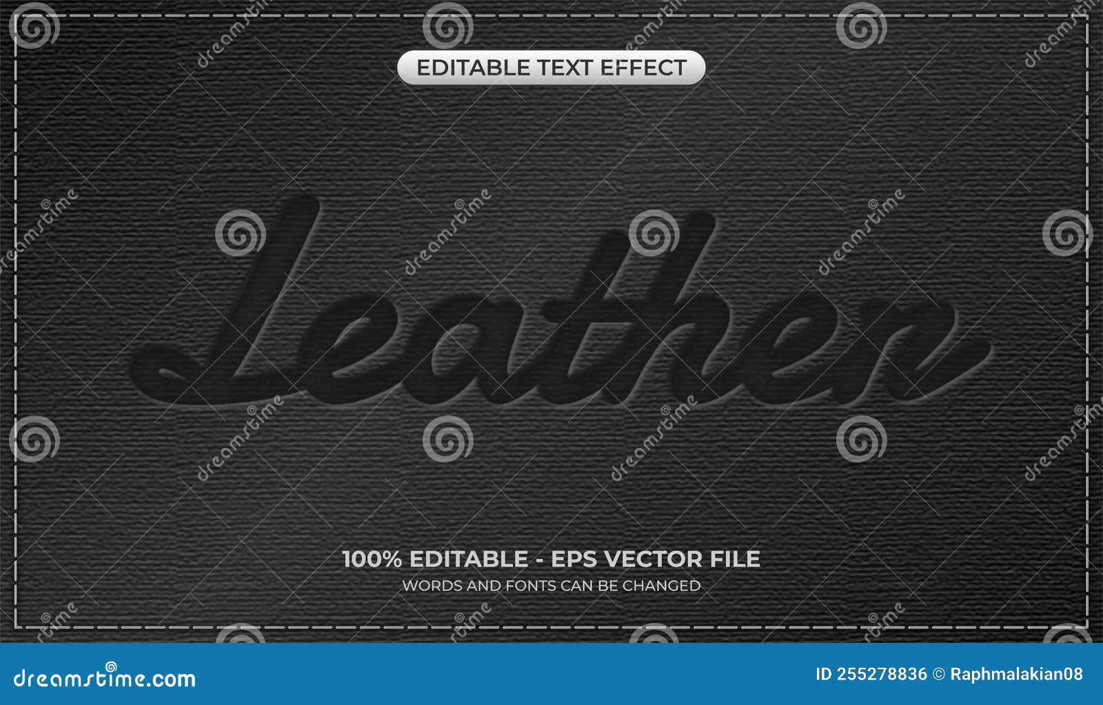 Carved Black Leather Text Effect. Editable Engraved Text Effect on the ...
