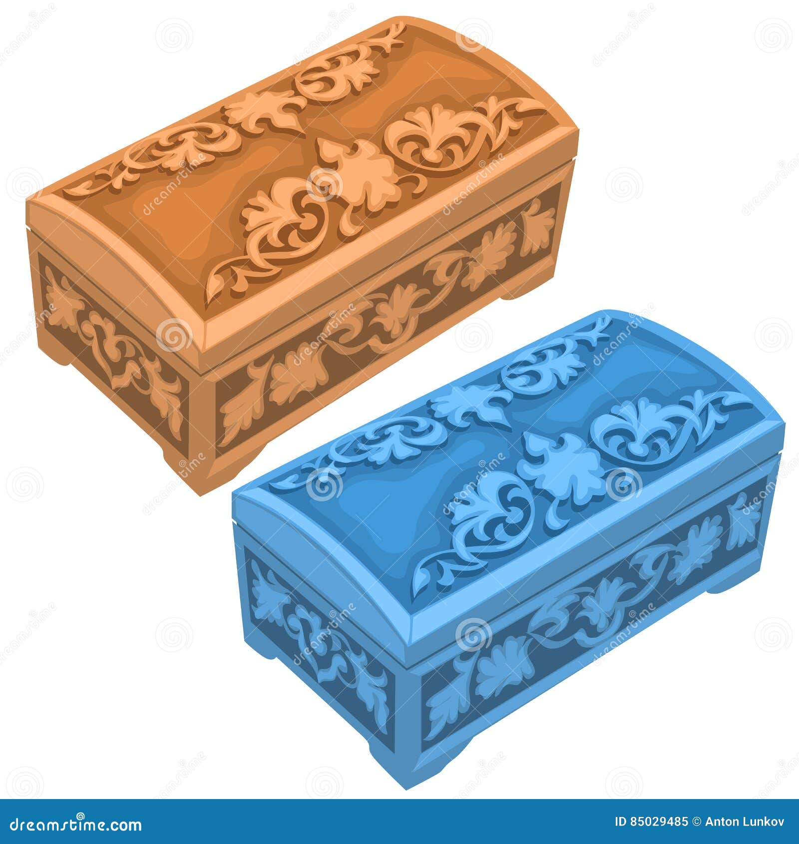 Carved Boxes Beige and Blue Colors Stock Vector - Illustration of ...