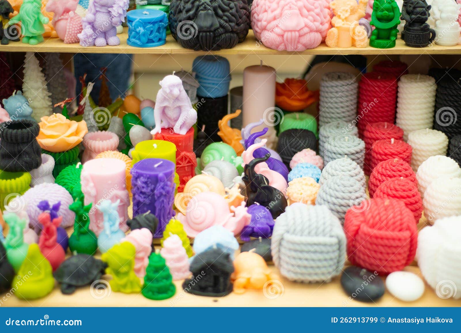 Carved Candles in the Form of Various Figures Stock Image - Image of ...