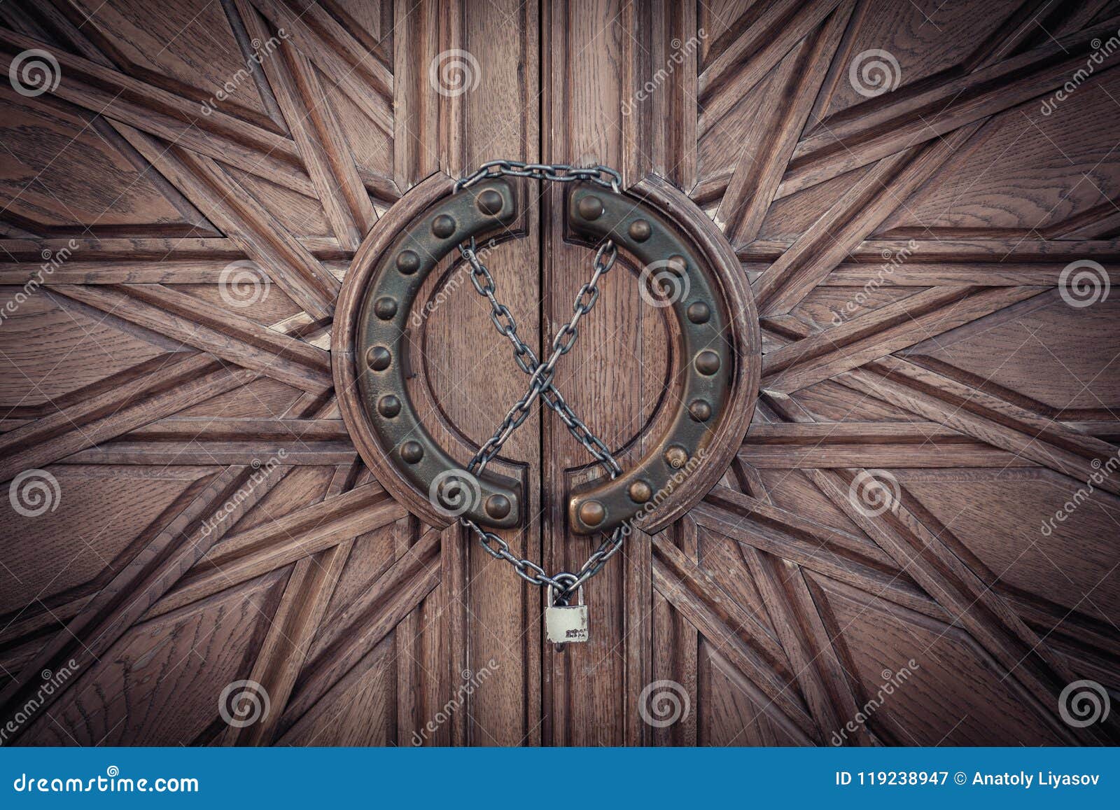 Carved Door with Lock on Chain Stock Image - Image of entry, outdoors ...