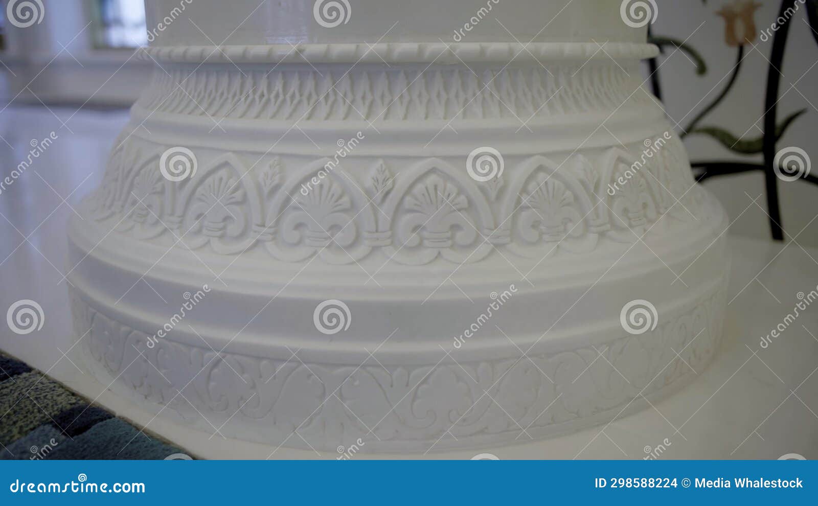 Carved Elements on White Columns Inside White Temple. Scene. Carvings ...