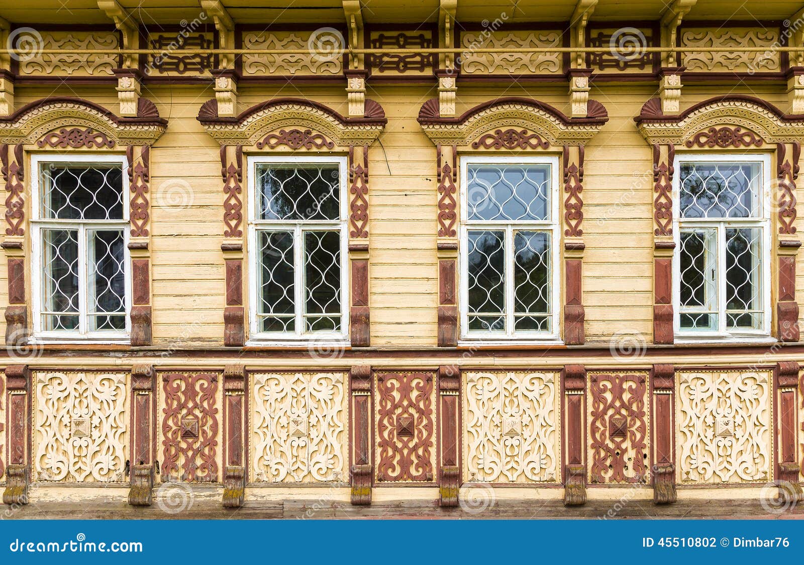 Carved Facade of a Wooden House Stock Photo - Image of decoration ...