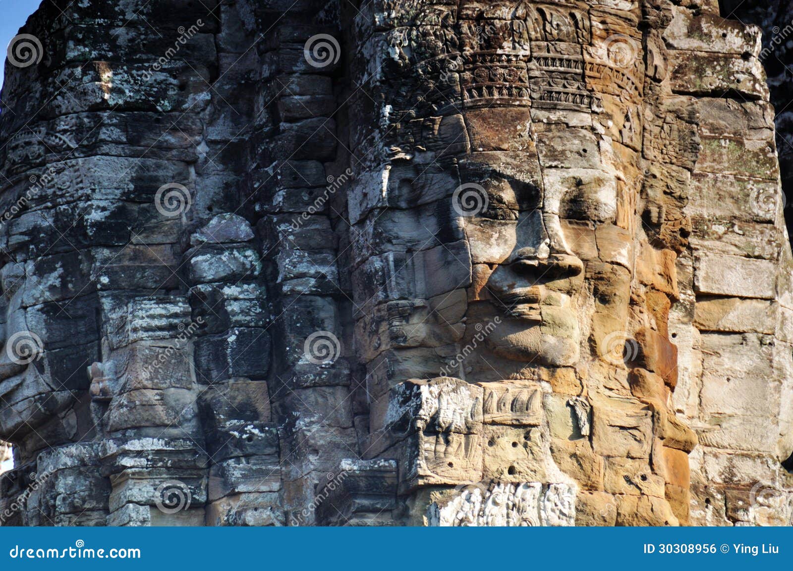 Angkor Faces in Bayon Temple, Angkor Wat Stock Photo - Image of angkor ...
