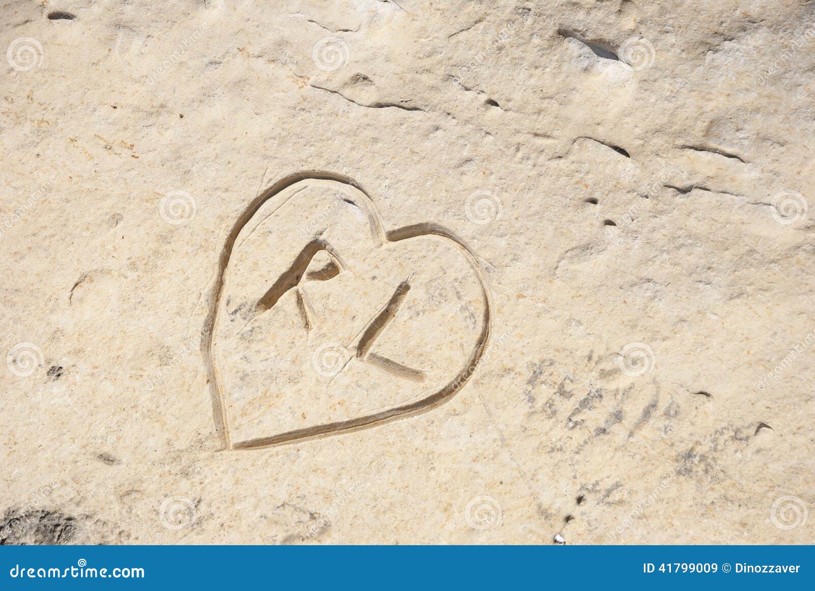 Carved Initials with Heart in the Stone Stock Image - Image of forever ...