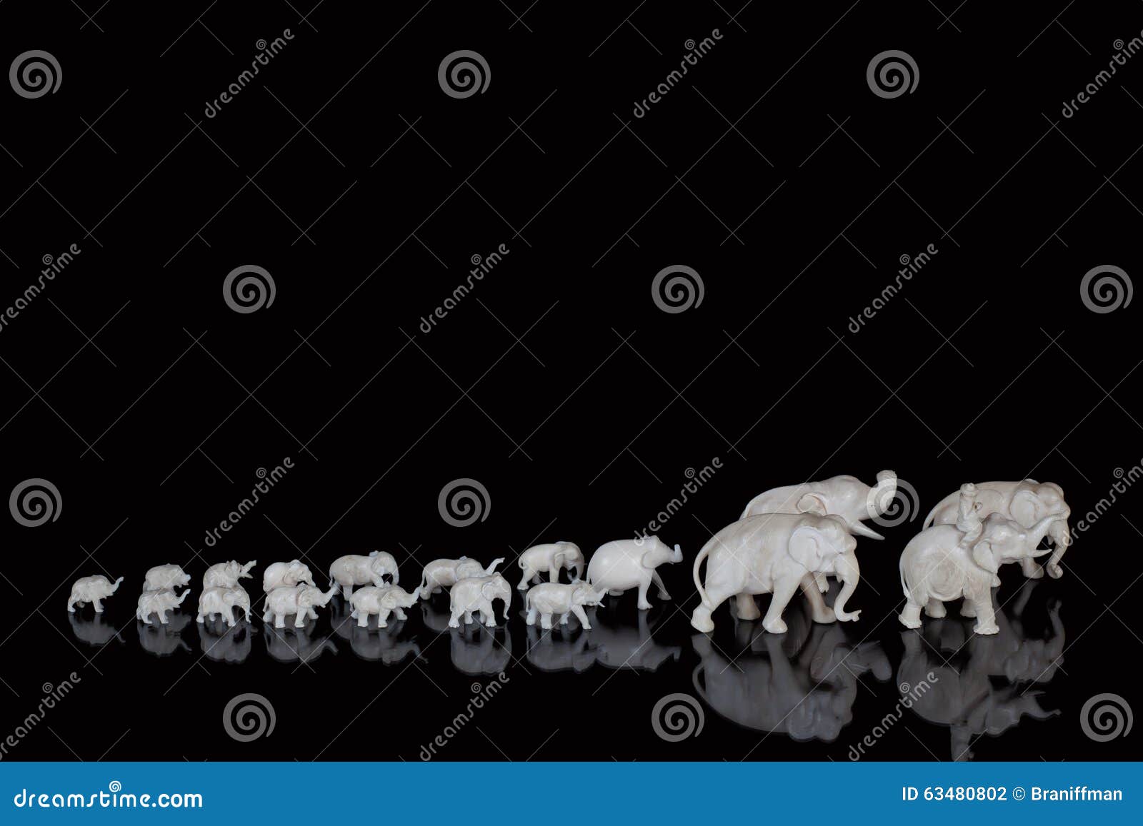 Carved Ivory Miniature Elephants Stock Photo - Image of object ...