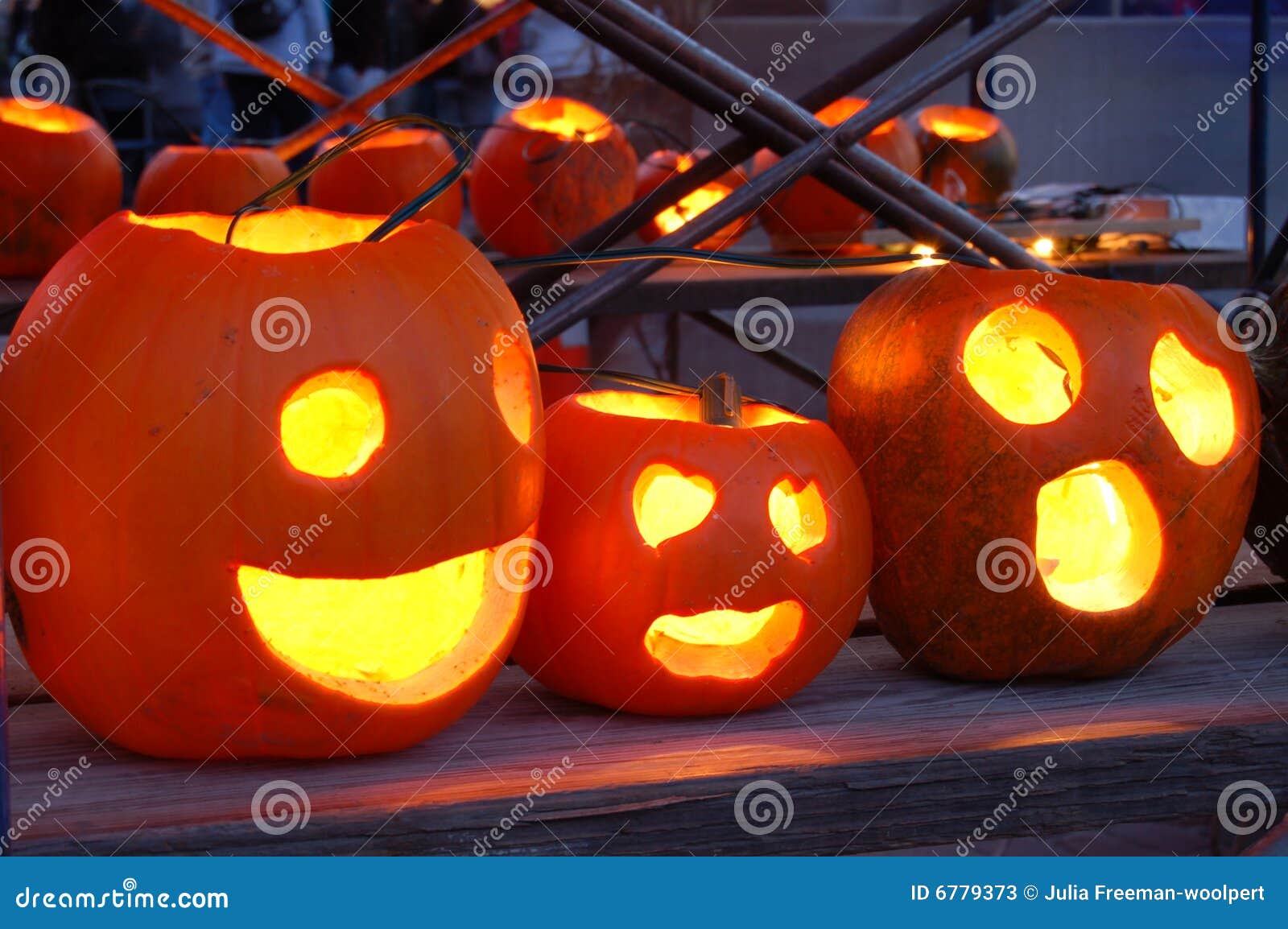 Carved Lighted Pumpkins stock image. Image of fair, glowing - 6779373