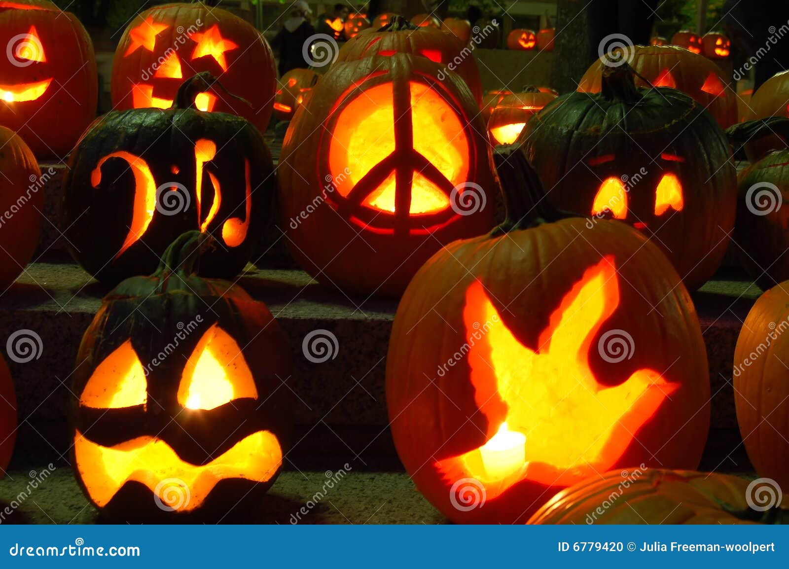 Carved Lighted Pumpkins stock photo. Image of illuminate - 6779420