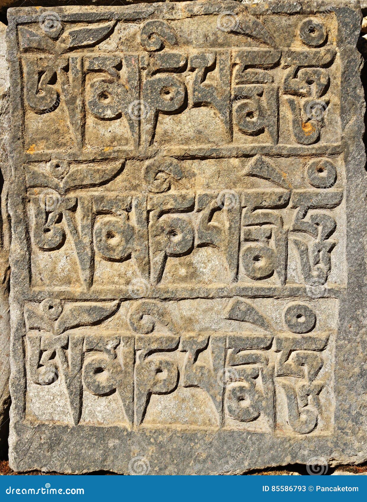 Mani Stone With Buddhist Mantra Om Mani Padme Hum In Nepal Himalaya ...