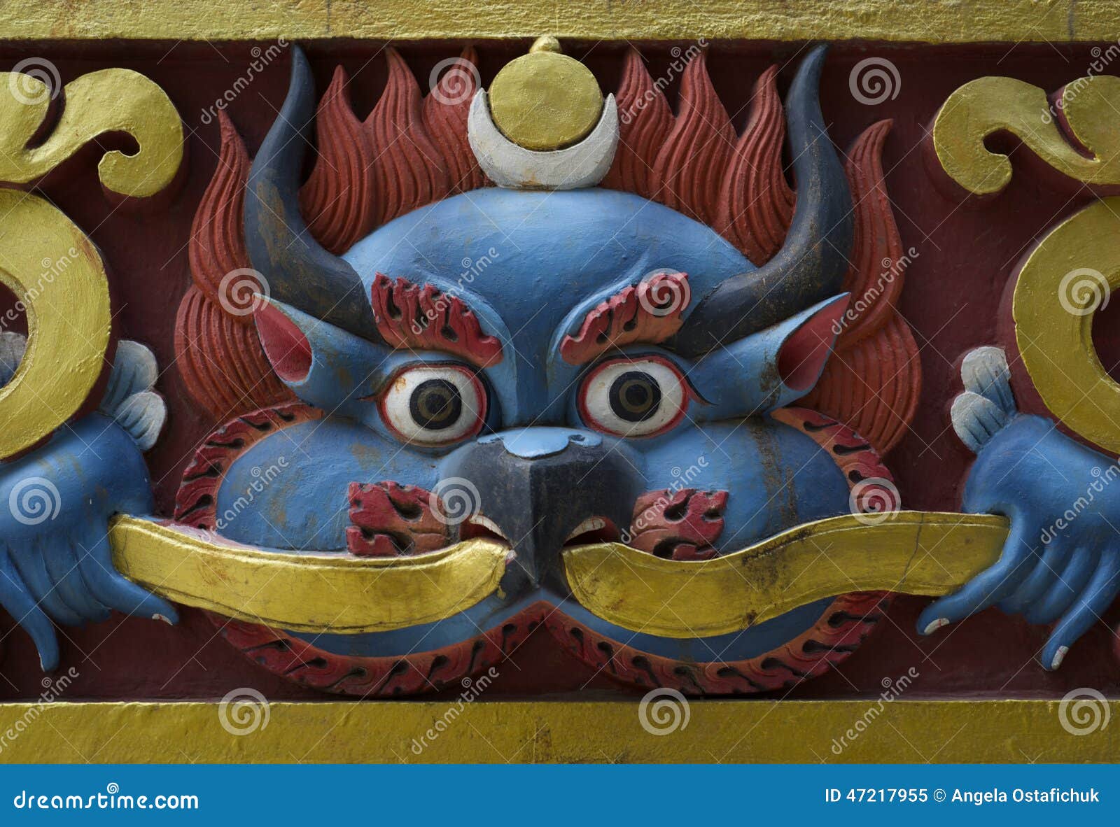 Carved Nepalese Temple Demon Stock Image - Image of religious, wooden ...