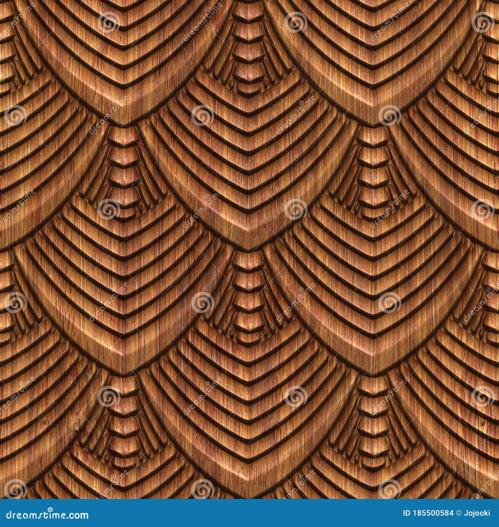 Carved Pattern on Wood Background Seamless Texture, 3d Illustration ...