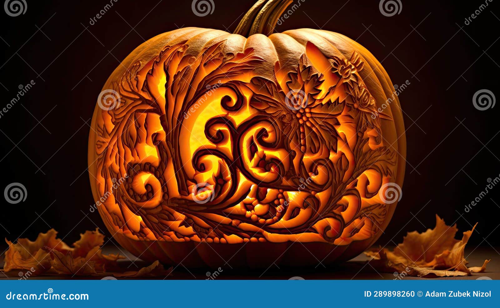 A Carved Pumpkin with a Light Inside Stock Illustration - Illustration ...