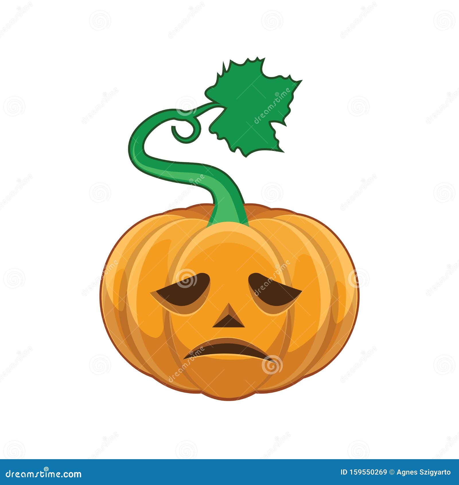 Carved pumpkin - sad face stock vector. Illustration of evil - 159550269