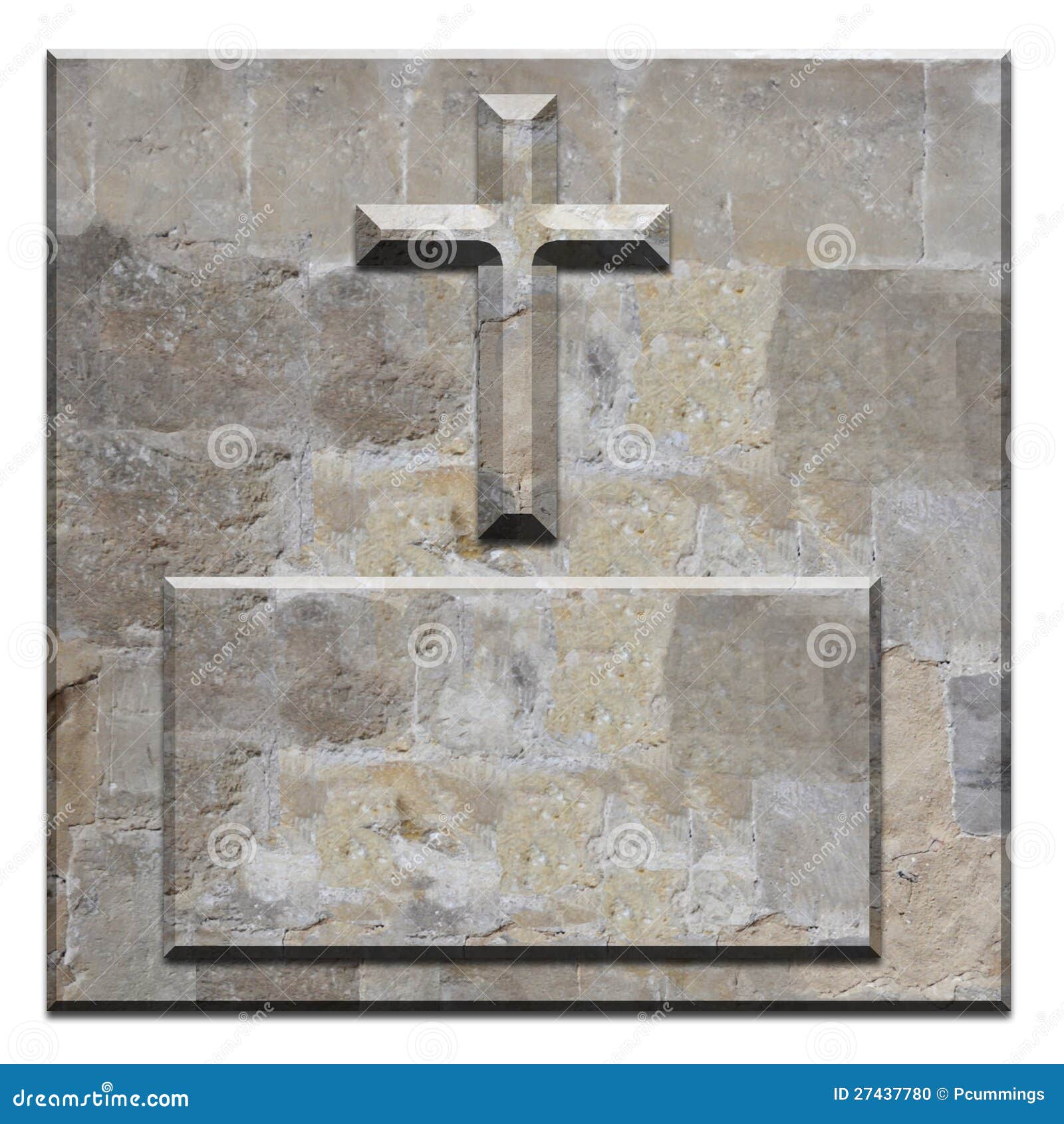 Carved Stone Cross on Square Bevelled Panel Stock Illustration ...