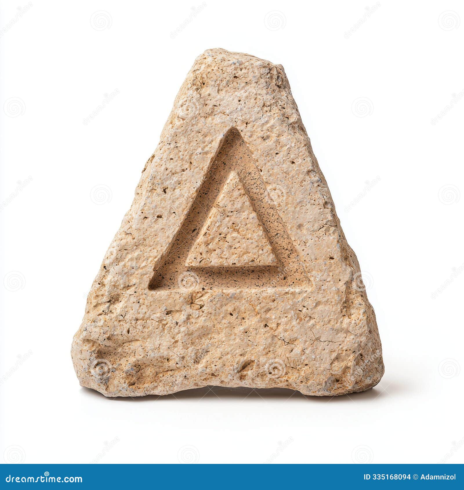 Carved Stone Triangle Symbol on White Background Stock Illustration ...