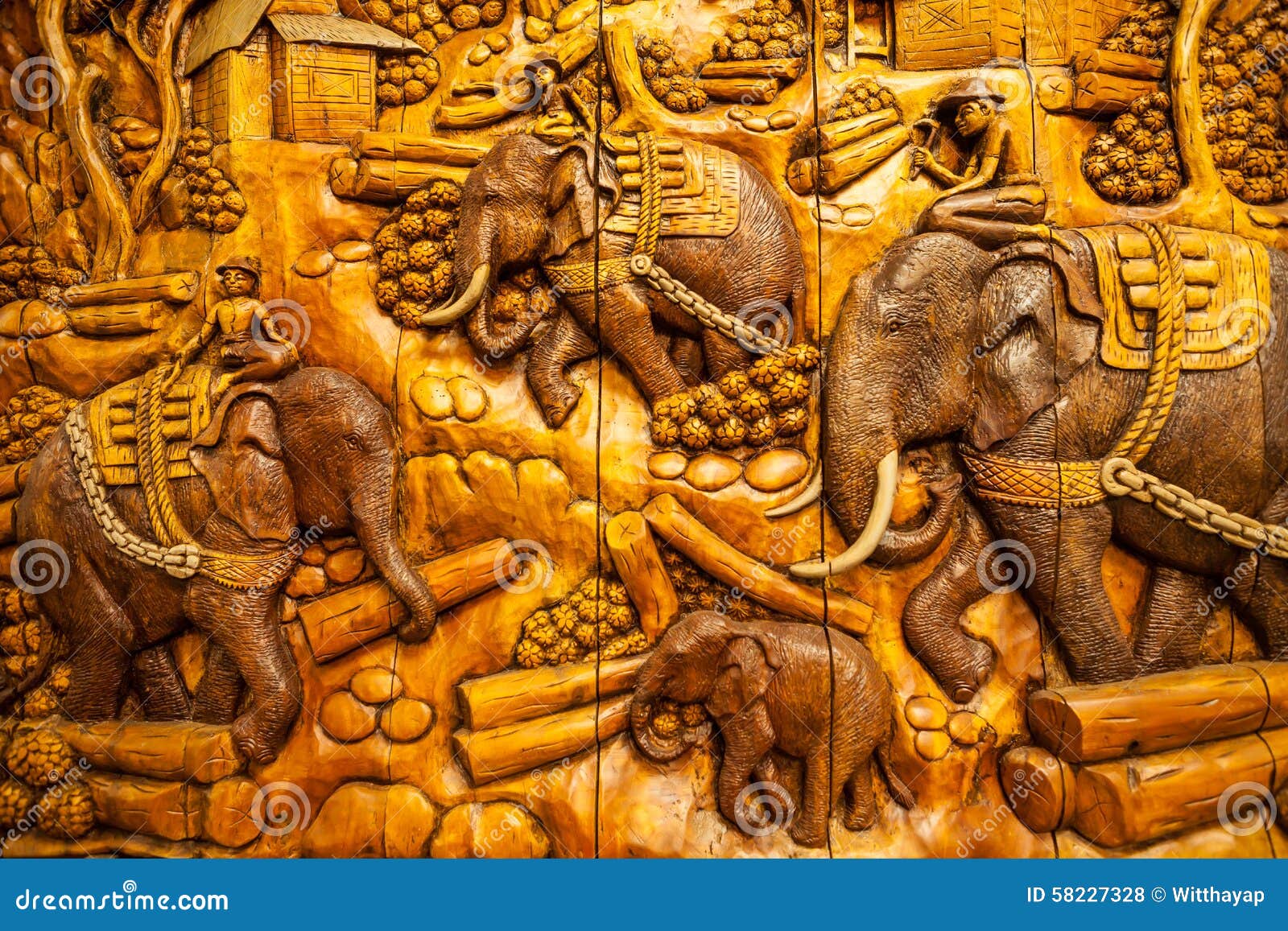 Carved Thai animals stock photo. Image of backdrop, carving - 58227328