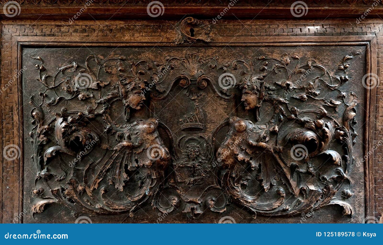 Carved Wood Paneling Ornate Stock Photo - Image of artisan, animal ...