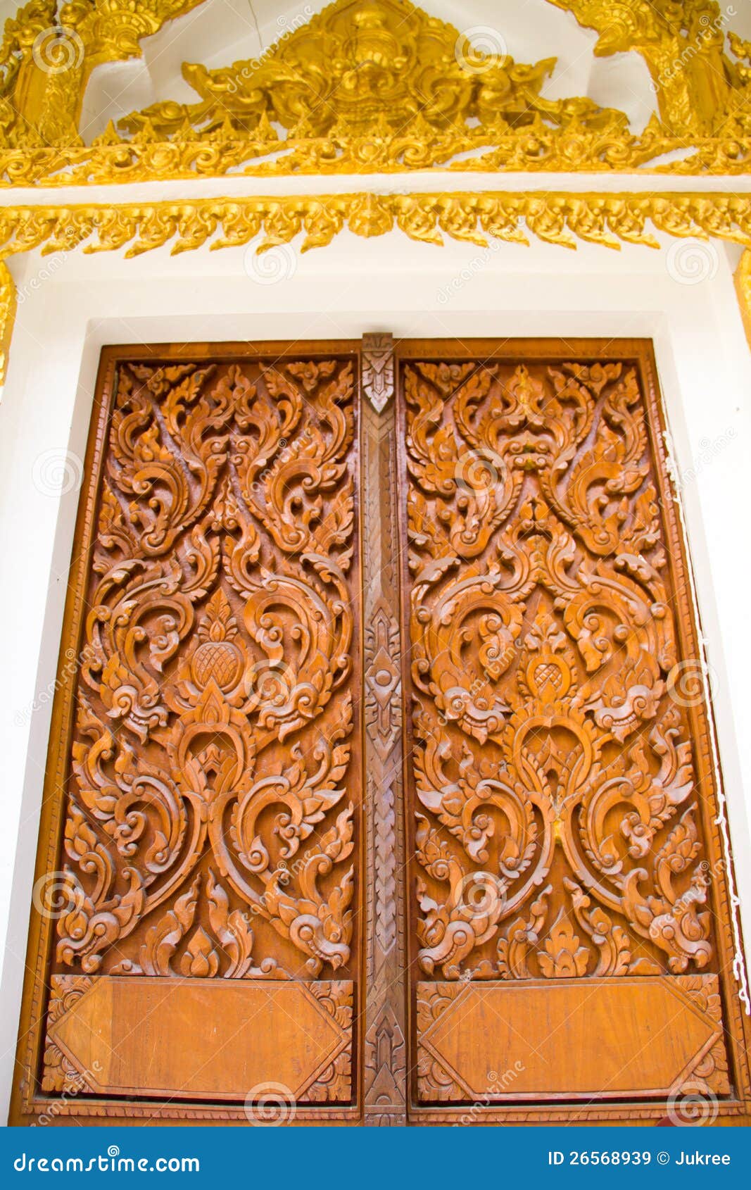 Carved Wood on Window Thai Temple Stock Image - Image of door ...