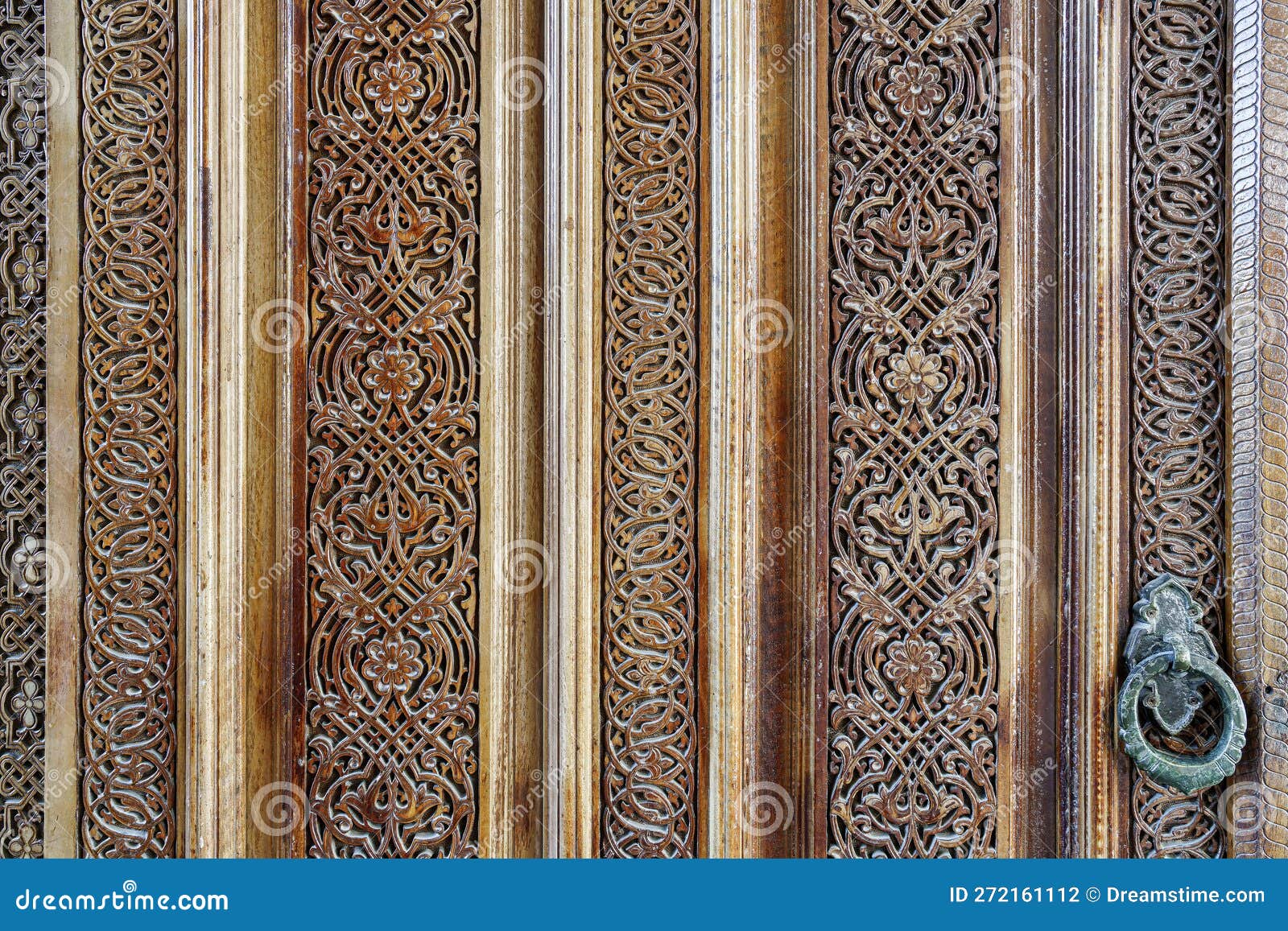 Carved Wooden Doors with Patterns and Mosaics. Stock Photo - Image of ...