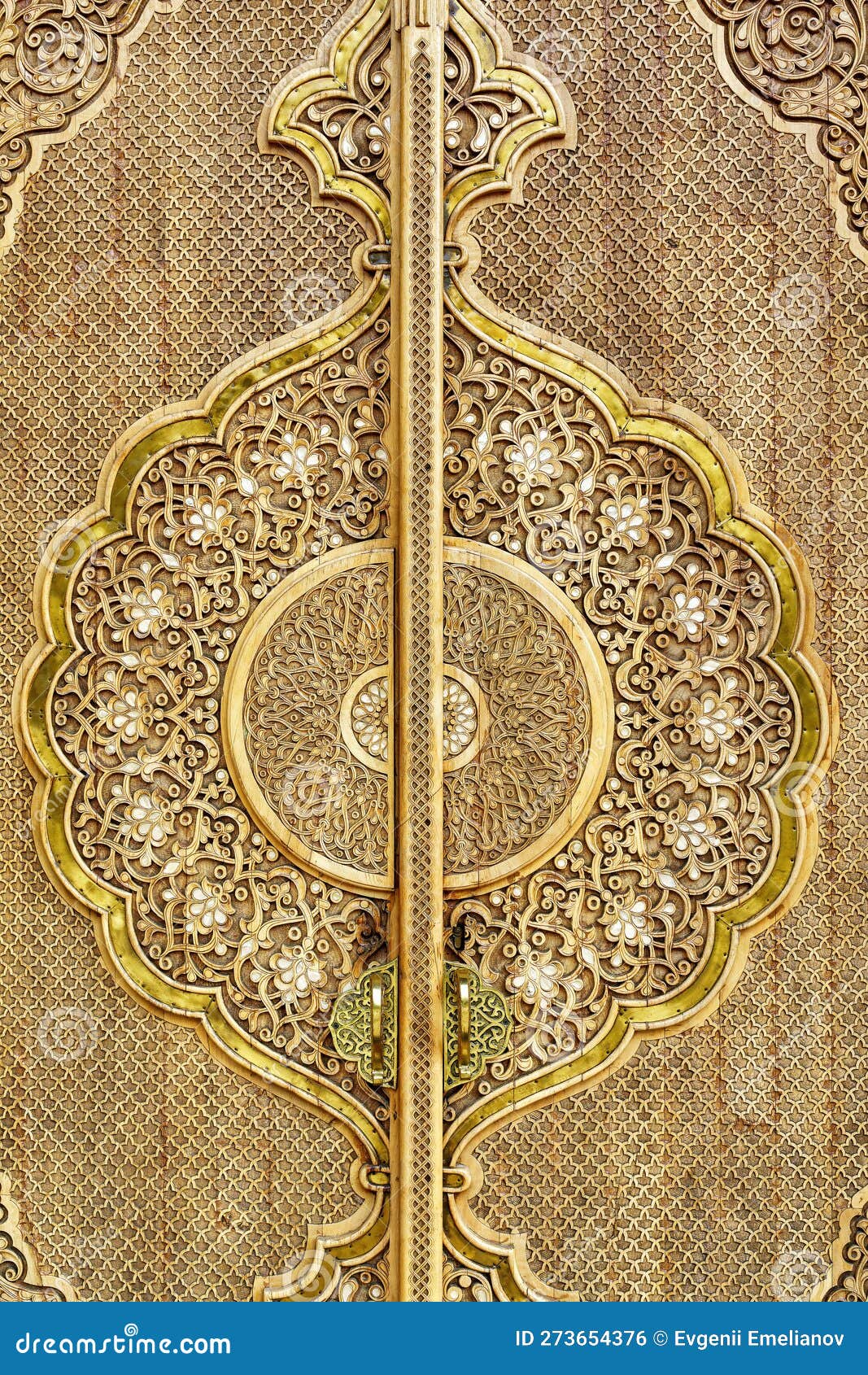 Carved Wooden Doors with Patterns and Mosaics. Stock Photo - Image of ...