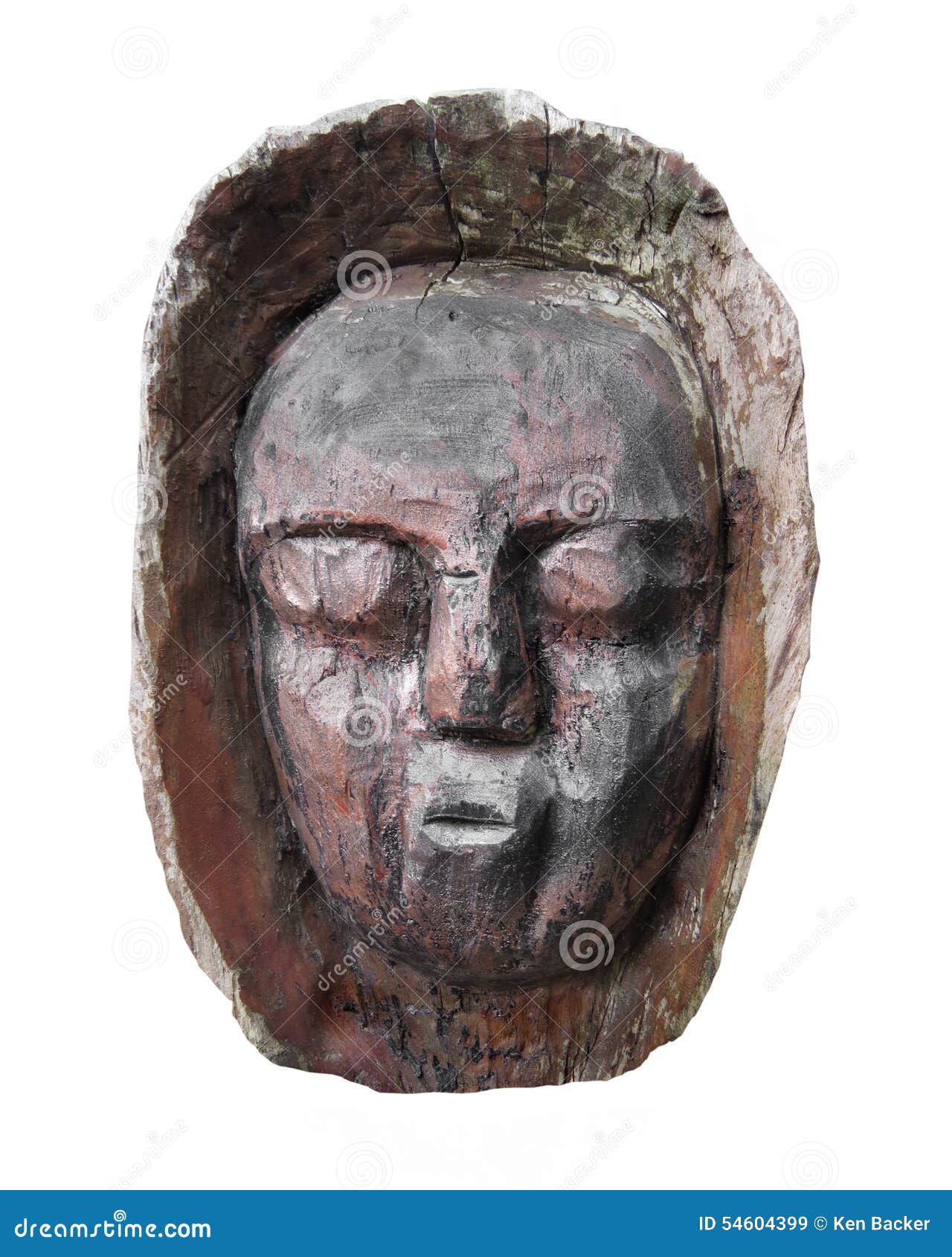 Carved Wooden Face Isolated. Stock Image - Image of isolated, faces ...